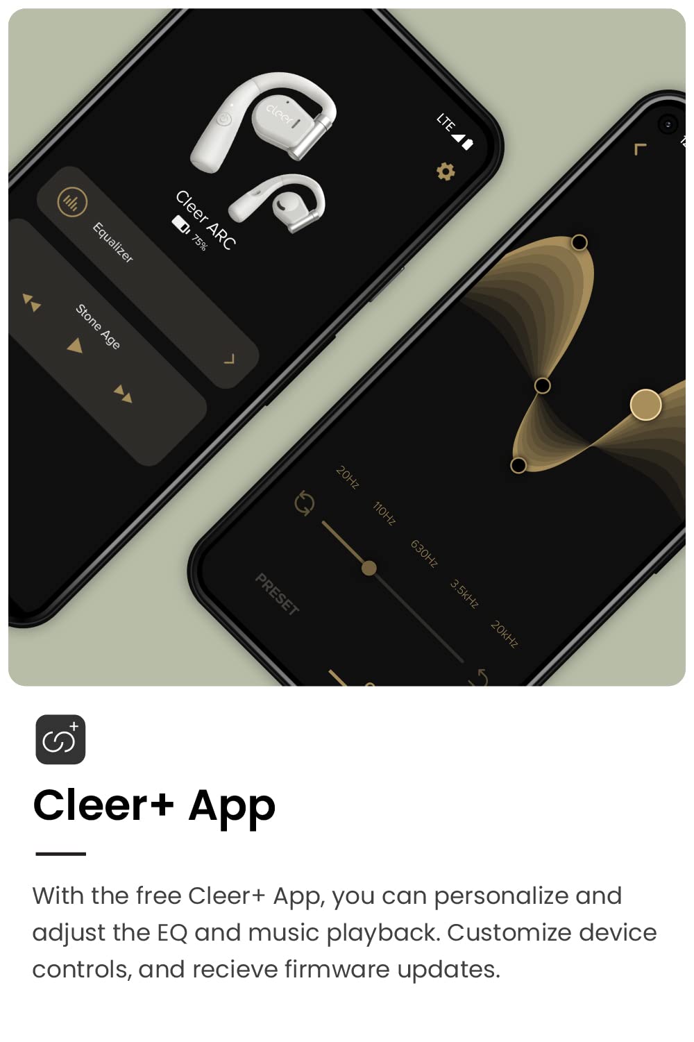 Cleer Audio ARC Open-Ear True Wireless Headphones with Touch Controls, Long-Lasting Battery Life, Touch Control, and Powerful Audio for Music, Podcasts, and More (Light Grey)