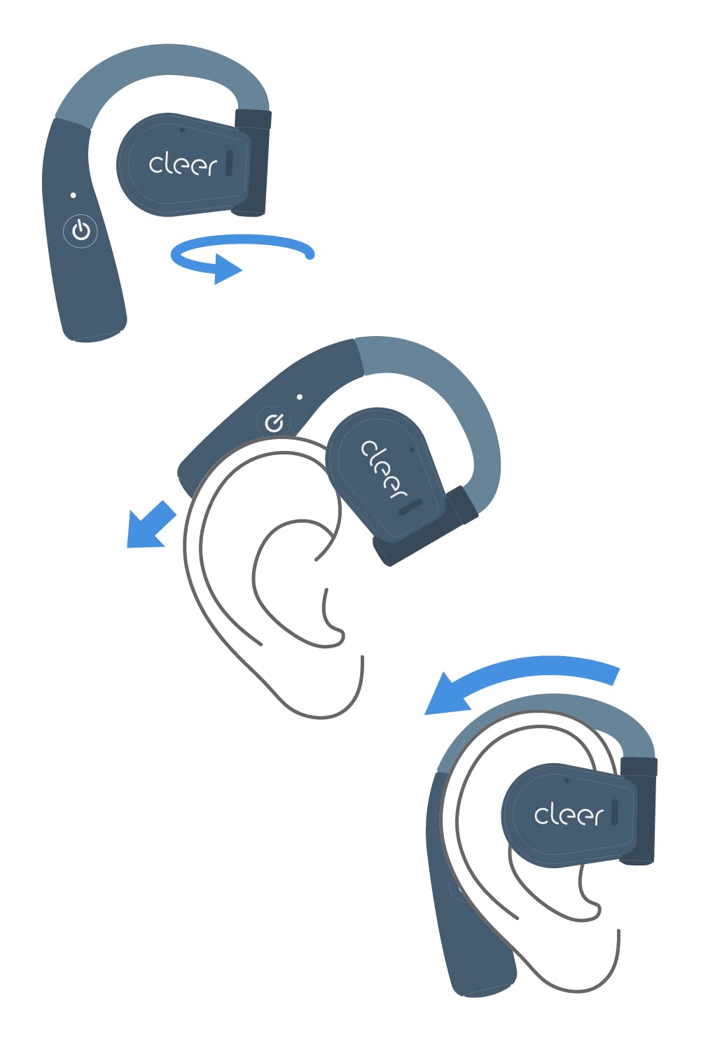 Cleer Audio ARC Open-Ear True Wireless Headphones with Touch Controls, Long-Lasting Battery Life, Touch Control, and Powerful Audio for Music, Podcasts, and More (Light Grey)