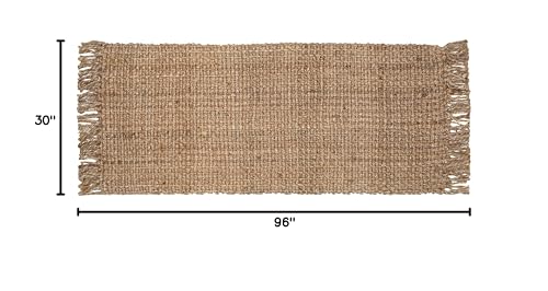 THE BEER VALLEY Hand Woven Jute Runner Rug, 2.5'x8' - Natural, Reversible Farmhouse Rugs for Hallway, Kitchen, Living Room - 30x96 Inches