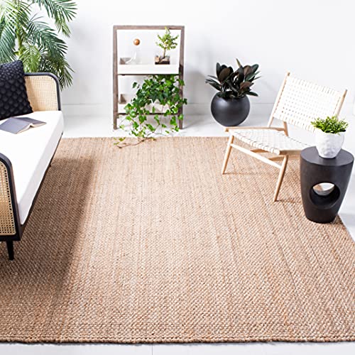 SAFAVIEH Natural Fiber Collection Area Rug - 10' x 14', Natural, Handmade Basketweave Jute, Ideal for High Traffic Areas in Living Room, Bedroom (NF401A)