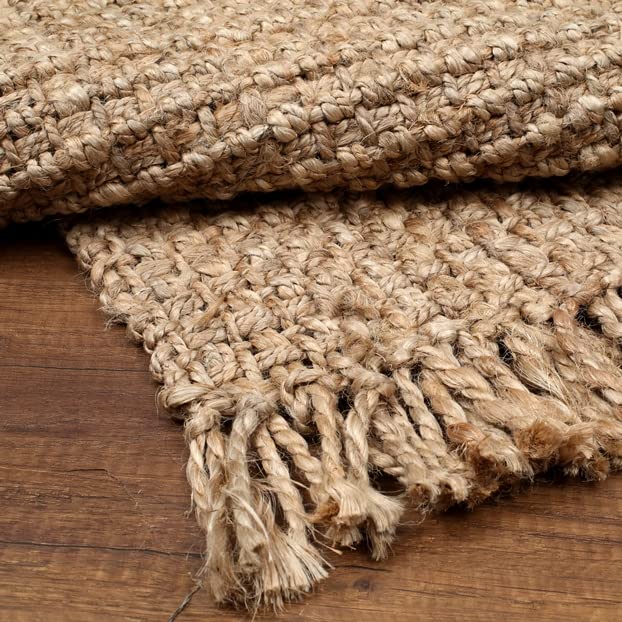 THE BEER VALLEY Hand Woven Jute Runner Rug, 2.5'x8' - Natural, Reversible Farmhouse Rugs for Hallway, Kitchen, Living Room - 30x96 Inches