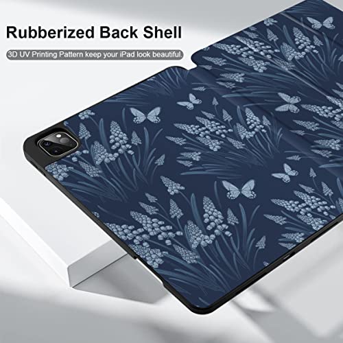 MEEgoodo for iPad Pro M2 12.9 Case 6th/5th/4th/3rd Generation 2022 2021 2020 2018 with Pencil Holder, Tablet Cover with Soft TPU Back Shell, Vintage Floral