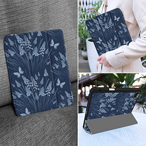 MEEgoodo for iPad Pro M2 12.9 Case 6th/5th/4th/3rd Generation 2022 2021 2020 2018 with Pencil Holder, Tablet Cover with Soft TPU Back Shell, Vintage Floral