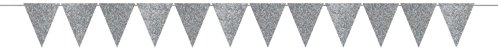 Amscan Large Paper Pennant Banner - 1 Pc, Sparkling Silver