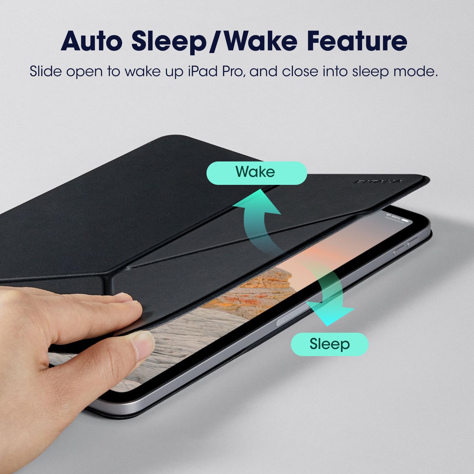 PITAKA iPad Pro 12.9 Case, Compatible with iPad Air 13 Inch (M2) & iPad Pro 12.9 (3-6th Gen) 2022/2021/2020/2018, Lightweight Portrait/Landscape Magnetic Case with 4 Standing Angles - Black