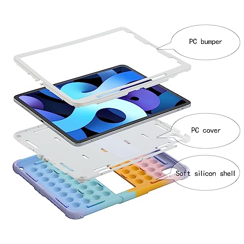 XZC iPad Pro 12.9 Case 2022/2021/2020/2018 Heavy Duty Shockproof Cover for iPad Pro 12.9 Inch 6th Generation 2022 / 5th Gen 2021 / 4th Gen 2020 / 3rd Gen 2018 (Rainbow 2)