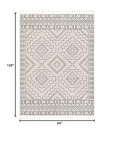 Well Woven Zafir Ivory Tribal Diamond Medallion Area Rug 8x10 (7'10" x 10'6")