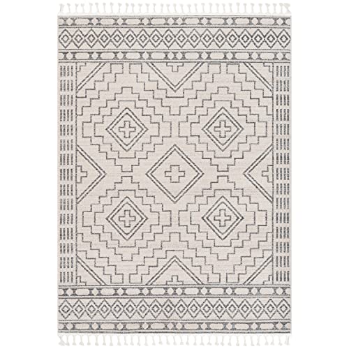 Well Woven Zafir Ivory Tribal Diamond Medallion Area Rug 8x10 (7'10" x 10'6")