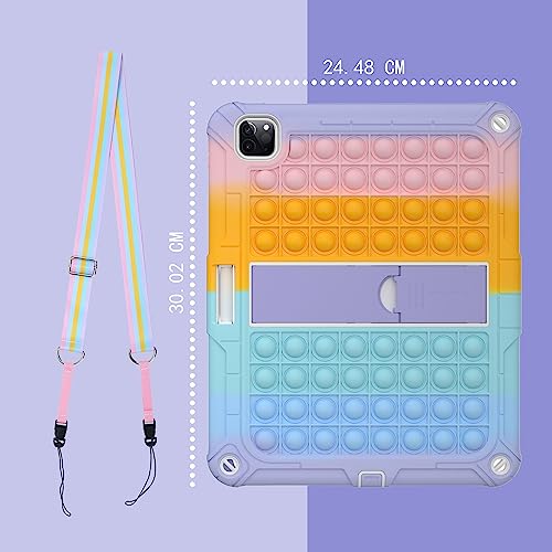 XZC iPad Pro 12.9 Case 2022/2021/2020/2018 Heavy Duty Shockproof Cover for iPad Pro 12.9 Inch 6th Generation 2022 / 5th Gen 2021 / 4th Gen 2020 / 3rd Gen 2018 (Rainbow 2)