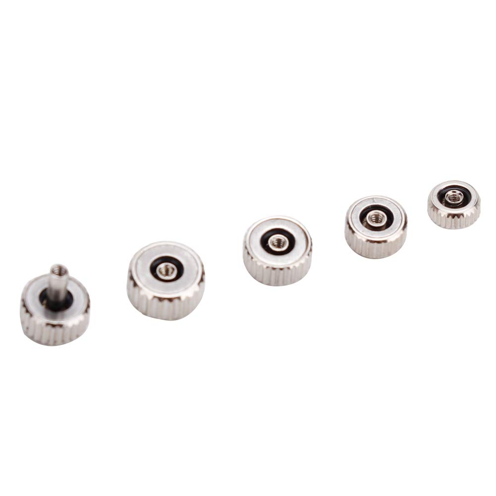 Watch Crown and Stem Set, Stainless Steel Watch Crown Spring Spare Parts Assorted Kit Watch Repair Tool Replacement Accessories with Storage Box, for Watchmaker Watch Repairing