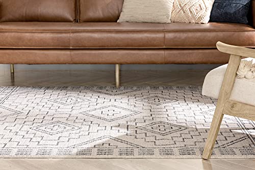 Well Woven Zafir Ivory Tribal Diamond Medallion Area Rug 8x10 (7'10" x 10'6")