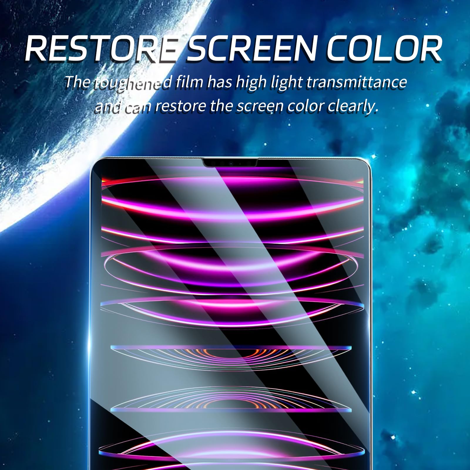ZenRich [2Pack] Tempered Glass Screen Protector for iPad Pro 12.9 inch (6th/5th/4th/3rd Generation) with [Anti Blue Light] [Anti-Glare] 9H Hardness/Bubble Free/Case Friendly/Pencil Compatible