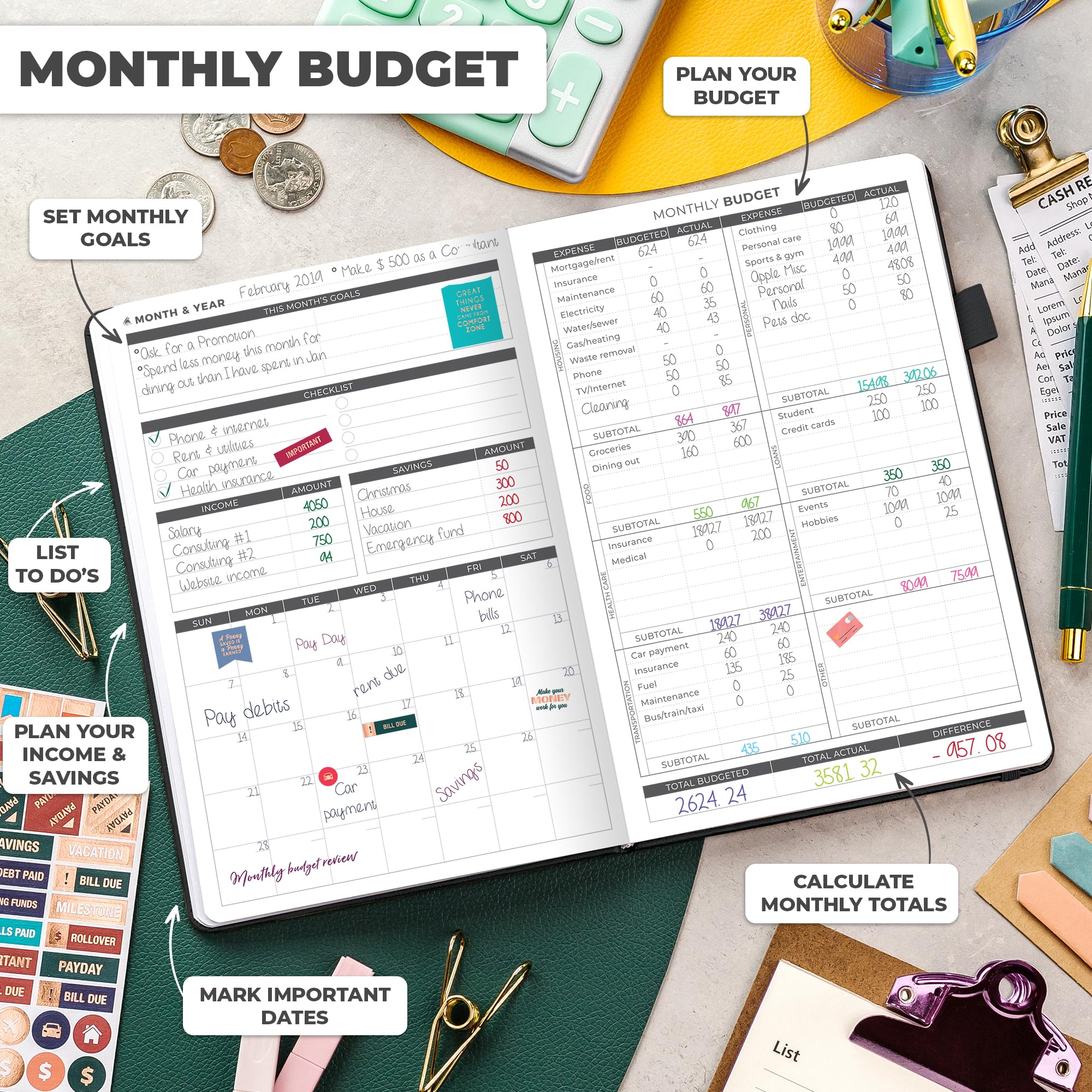 Clever Fox Budget Planner - Undated - Expense Tracker Notebook. Monthly Budgeting Journal, Finance Planner & Accounts Book to Take Control of Your Money. Start Anytime. A5 Size Black Hardcover