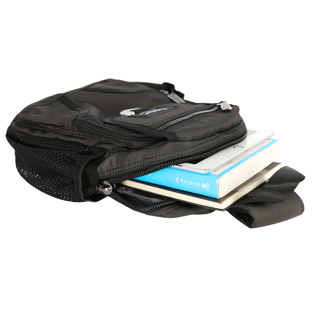 Vanlison Crossbody Sling Bag Backpack Chest Shoulder Bag Unisex Black Fits iPad