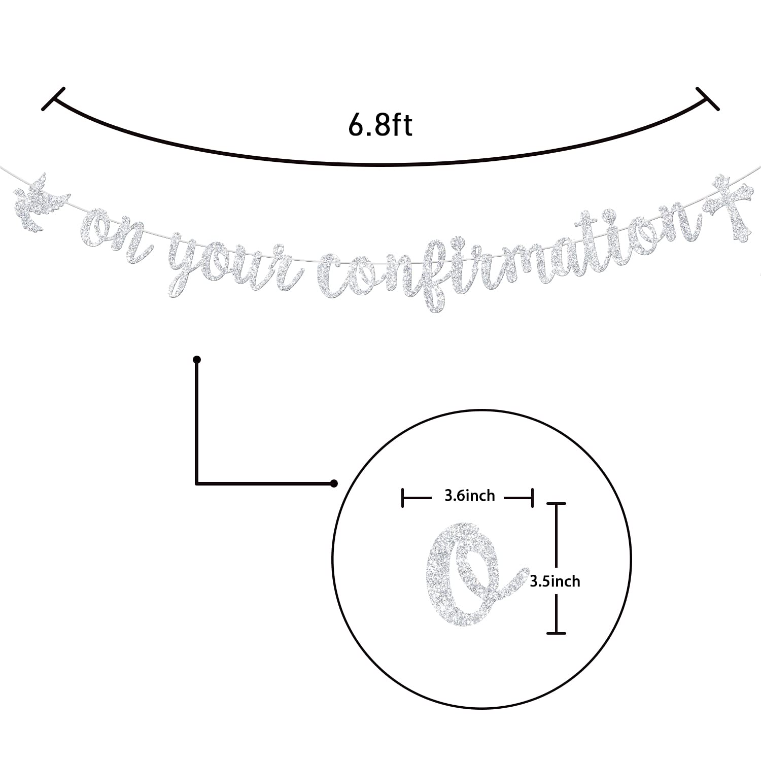On Your Confirmation Banner, First Holy Confirmation Decorations, Bridal Shower, Engagement, Wedding, Bachelorette, Marriage Anniversary Party Decorations Silver Glitter