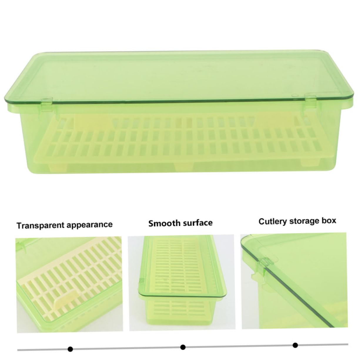 DOITOOL Flatware Tray with Lid and Drainer, Tableware Utensil and Cutlery Drawer Organizer with Lid Covered Silverware Tray to Keeps Your Cutlery Organized and Protected ( Brown )