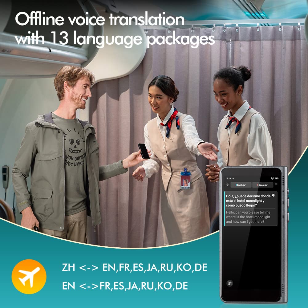 Fluentalk by Timekettle,T1 Language Translator with 4" HD Screen,Support 40 Languages and Photo Translation,Instant Translator Device No WiFi Needed,Built in 2-Year Global Mobile Data for Travelling