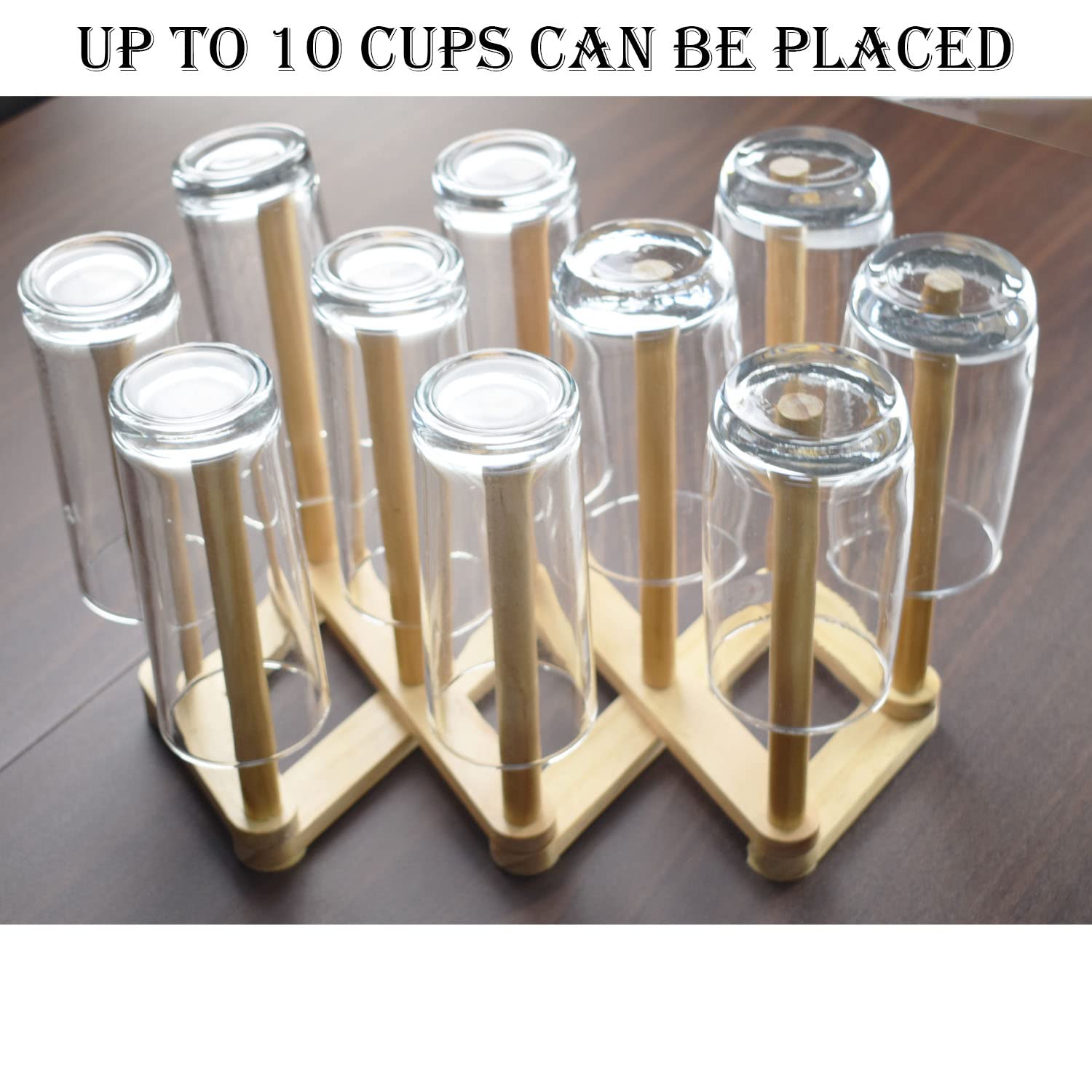 Cyauatt Bamboo Retractable Bottle Drying Rack Cup Dish Drying Rack,Sports Water Bottle and Mug Drainer Stand, Plastic Bag Dryer Rack and Multifunctional Drying Rack for Kitchen Countertop