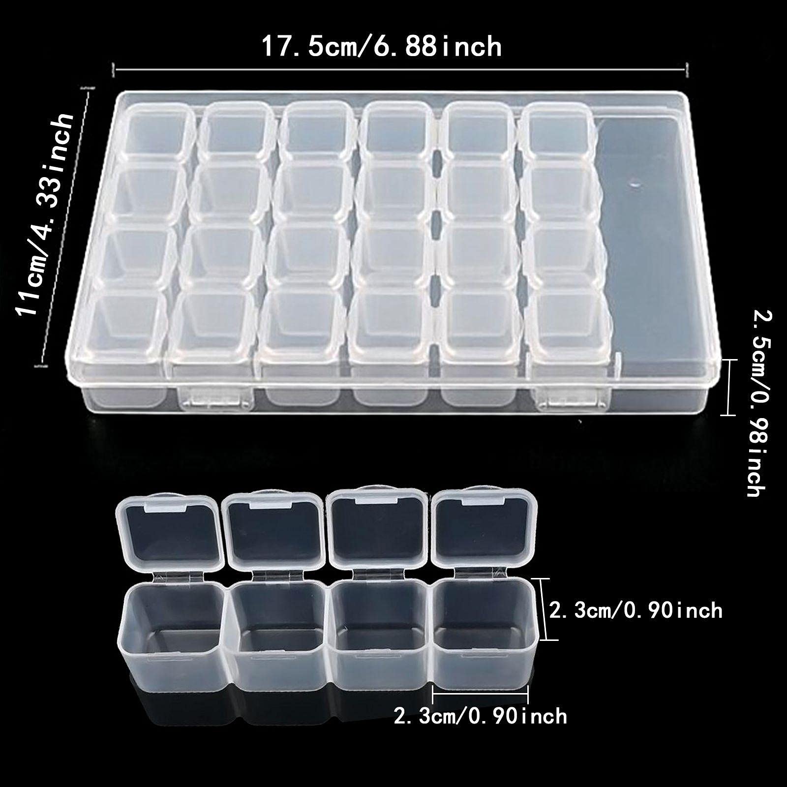 JANEMO 28 Girds Bead Storage Container,Portable Diamond Painting Storage Containers,Grid Storage Containers for Diamond Painting Accessories(Small Grid)