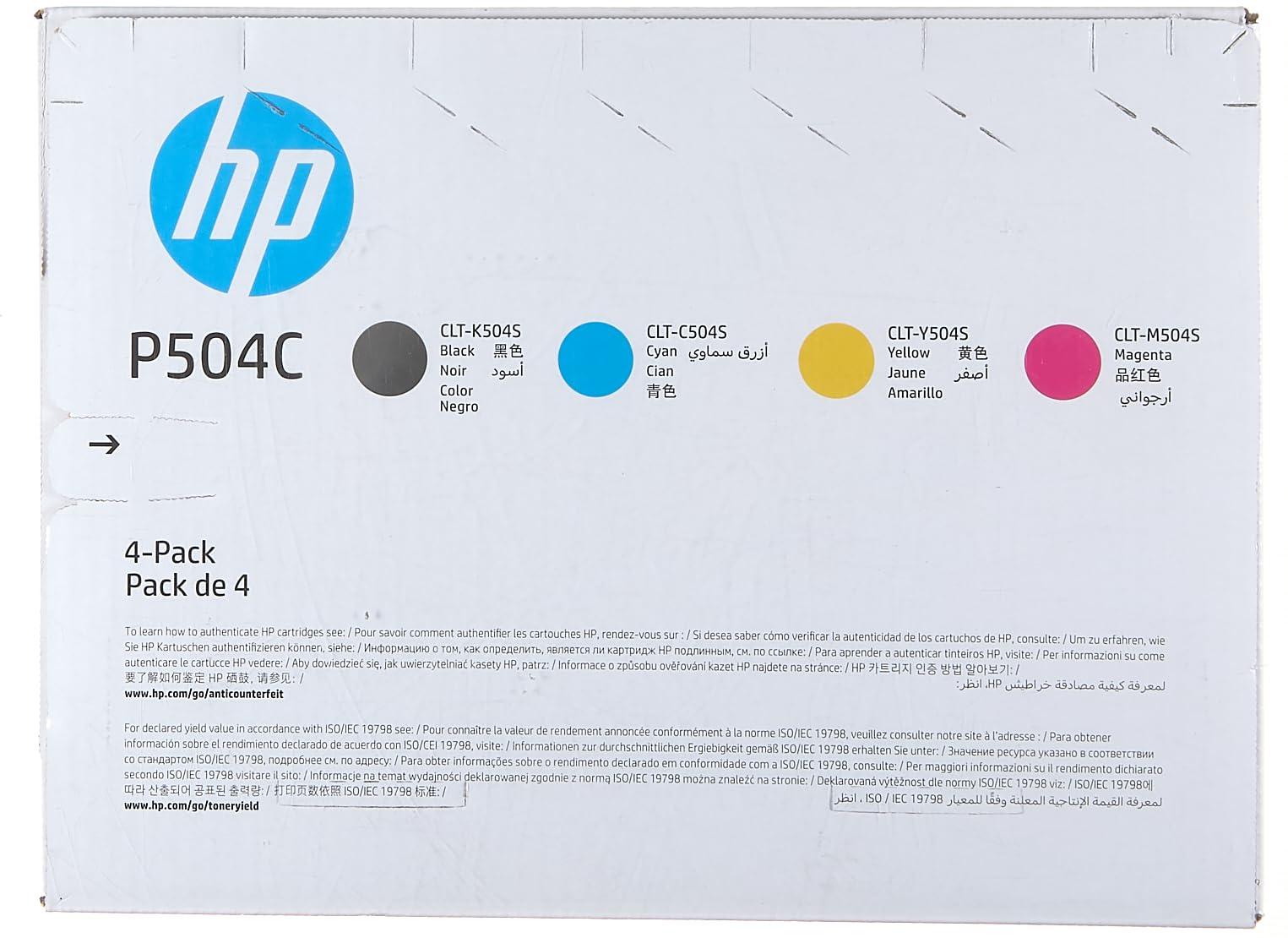 Samsung CLT-P504C - 4-Pack - Black, Yellow, Cyan, Magenta - Original - Toner Cartridge (SU400A) - for Samsung CLP-415, CLX-4195, MultiXpress SL-C1453, C1454, Xpress SL-C1404, C1810, C1860