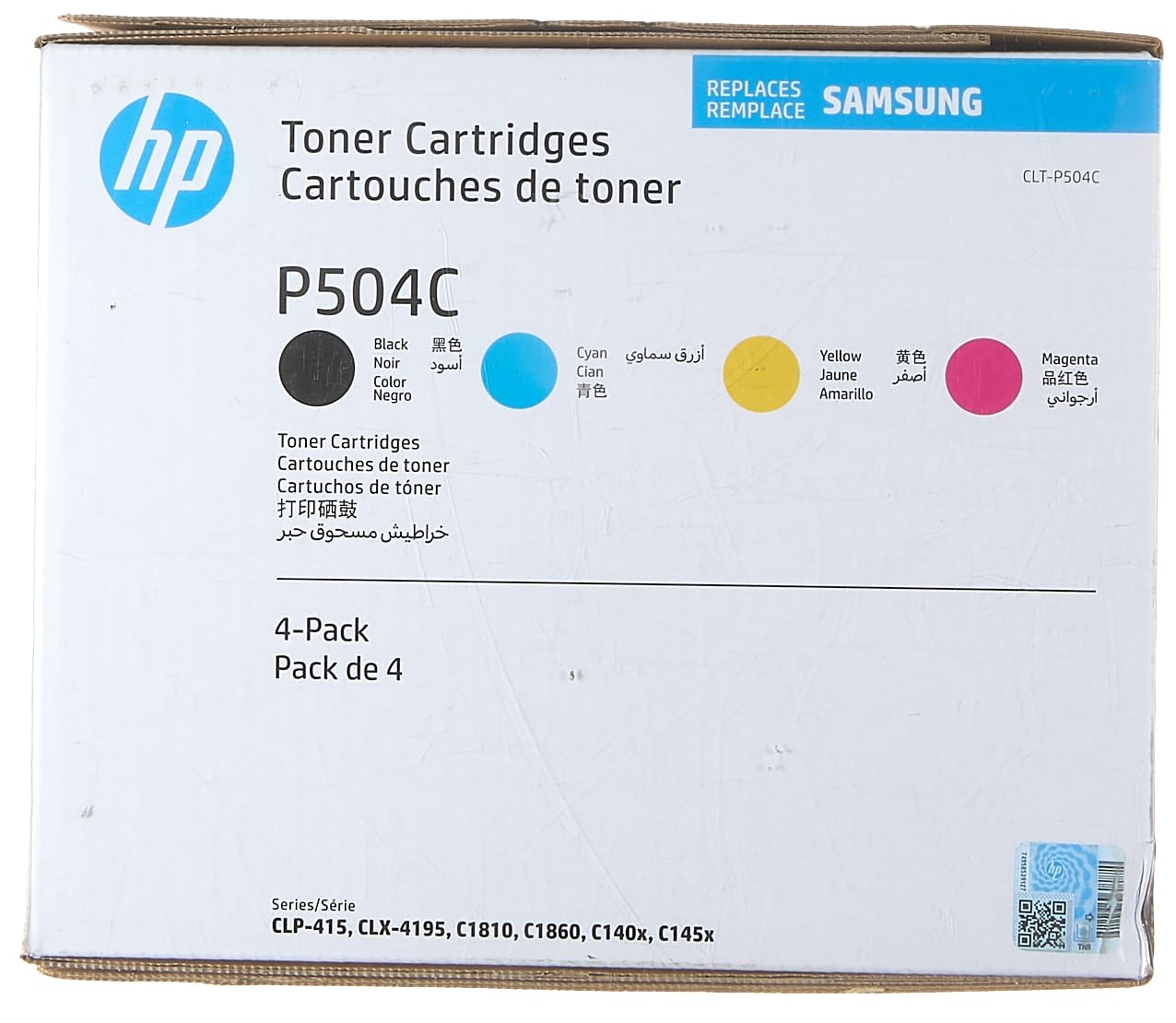 Samsung CLT-P504C - 4-Pack - Black, Yellow, Cyan, Magenta - Original - Toner Cartridge (SU400A) - for Samsung CLP-415, CLX-4195, MultiXpress SL-C1453, C1454, Xpress SL-C1404, C1810, C1860