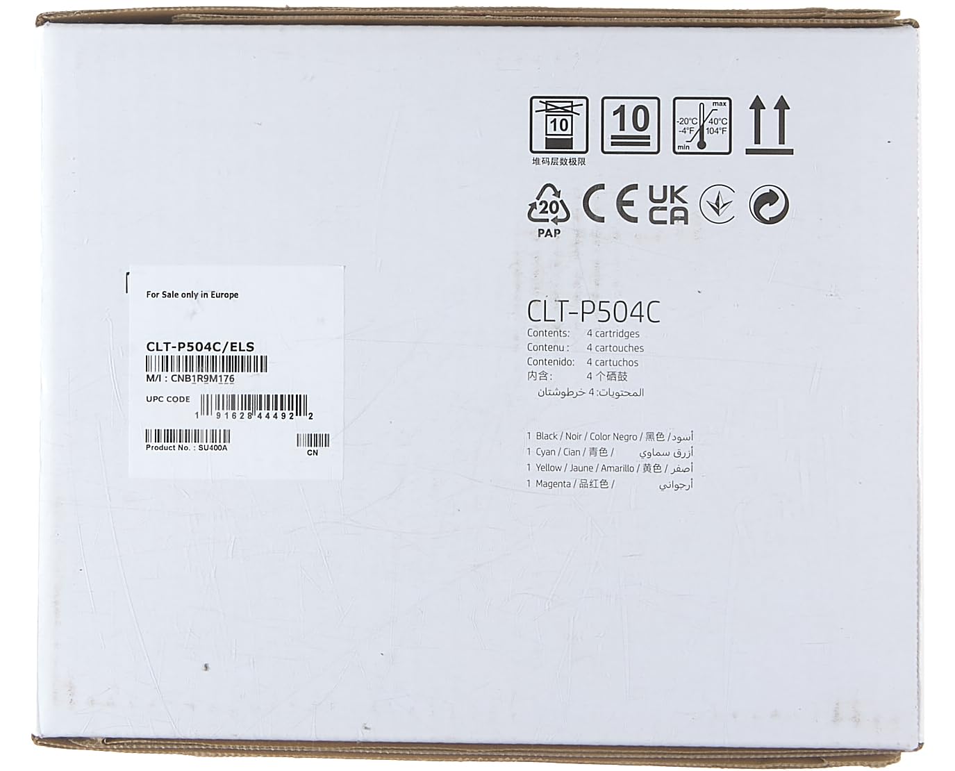 Samsung CLT-P504C - 4-Pack - Black, Yellow, Cyan, Magenta - Original - Toner Cartridge (SU400A) - for Samsung CLP-415, CLX-4195, MultiXpress SL-C1453, C1454, Xpress SL-C1404, C1810, C1860