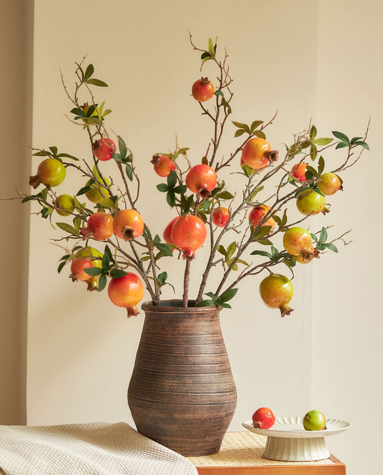 Smalldu Artificial Fall Flowers 5Pcs Pomegranate Branchs 30.7 inch for Home Decor Indoor (Not Include Vase)