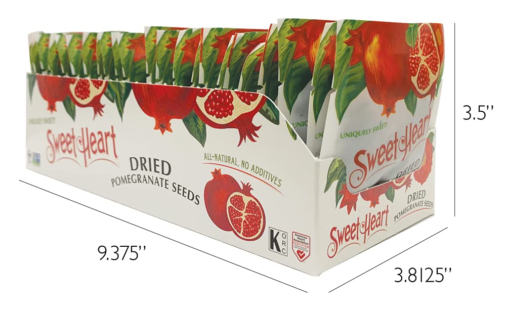 0.3 OZ. SweetHeart Dried Pomegranate Seeds Bags (Pack of 24) | All Natural, No Sugar Added | 100% Fruit | Non-GMO | Vegan | No Refrigeration Needed