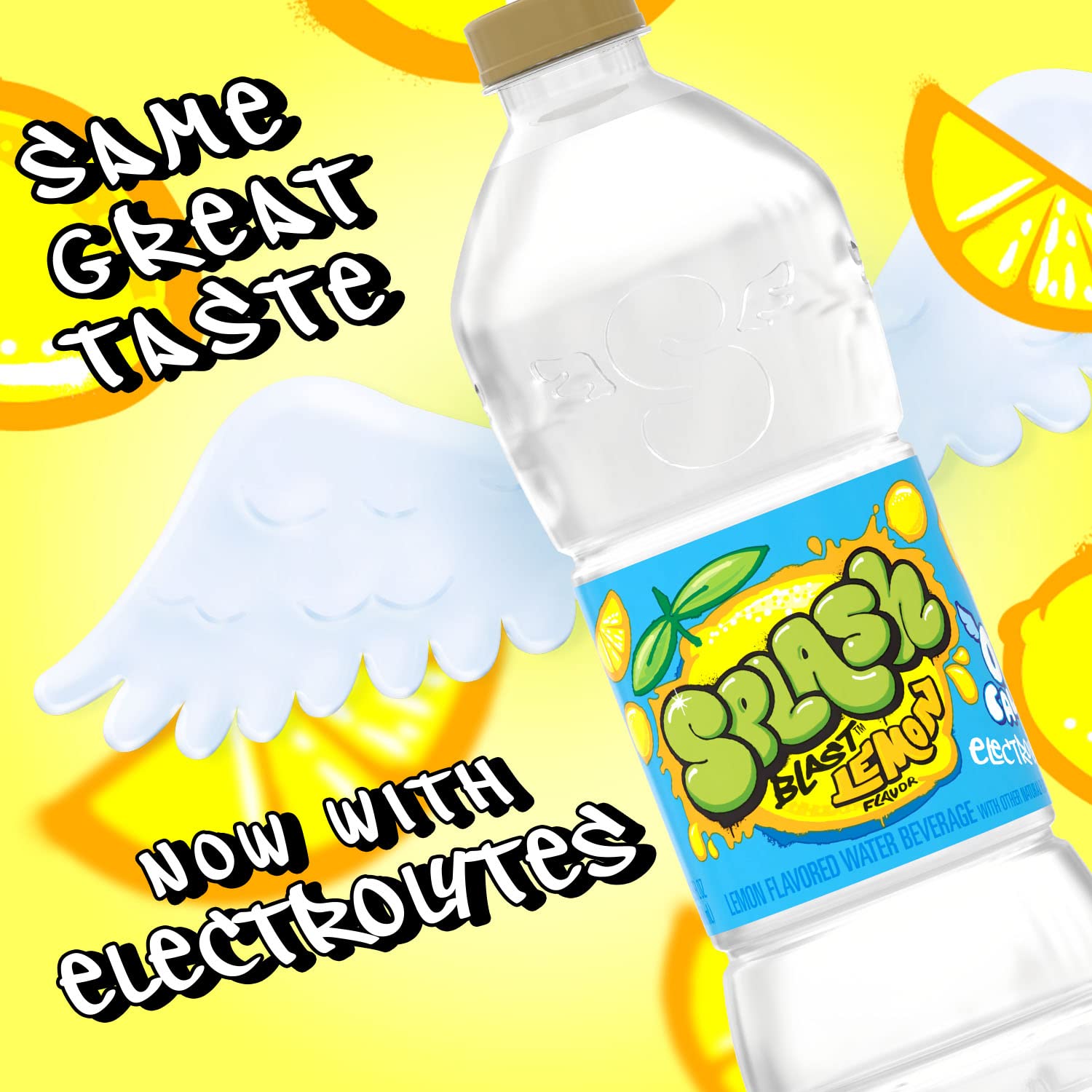 Splash Refresher, Lemon Flavor Water Beverage, 8 Fl Oz Plastic Bottles (24 Count)