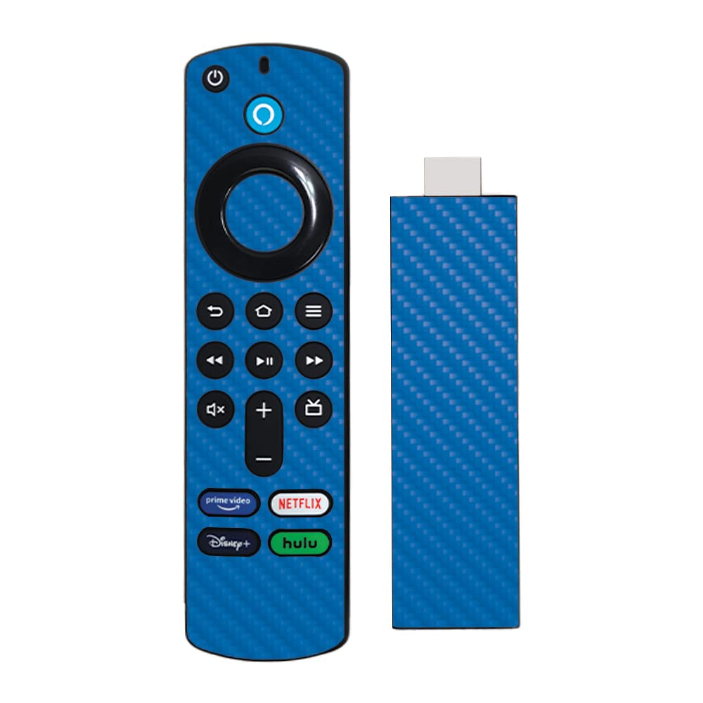 MightySkins Carbon Fiber Skin Compatible with Amazon Fire TV Stick 4K Max - Solid Blue | Protective, Durable Textured Carbon Fiber Finish | Easy to Apply and Change Styles | Made in The USA