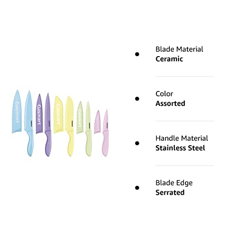 Cuisinart C55-10PCPL Ceramic Coated Knife Set with Blade Guard Sheaths (10- Piece Set) in Pastel Bright's