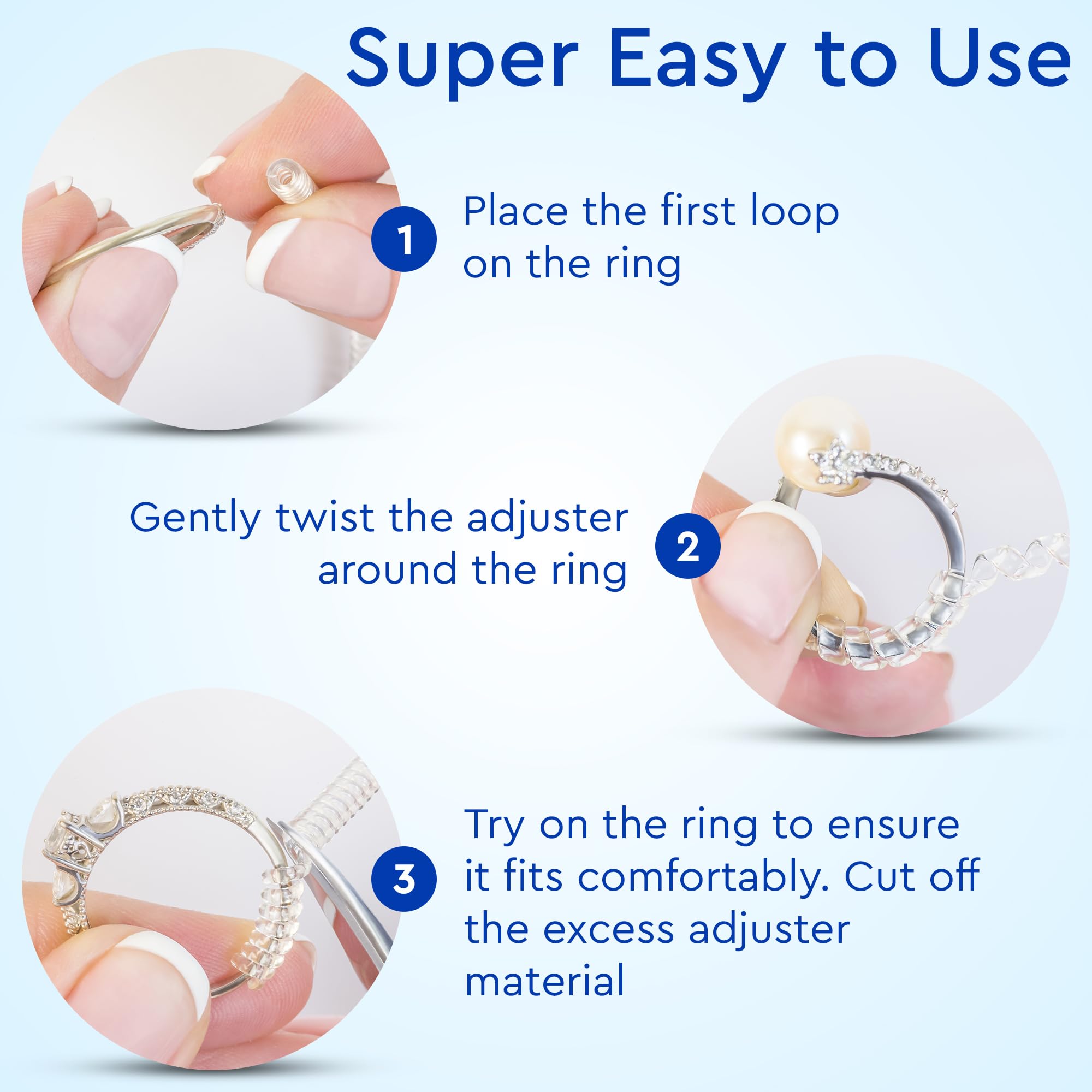 5 STARS UNITED Ring Sizer Adjuster for Loose Rings - 12 Pack, 2 Sizes for Different Band Widths β Silicone Ring Size Adjuster - Invisible Ring Guards for Women and Men