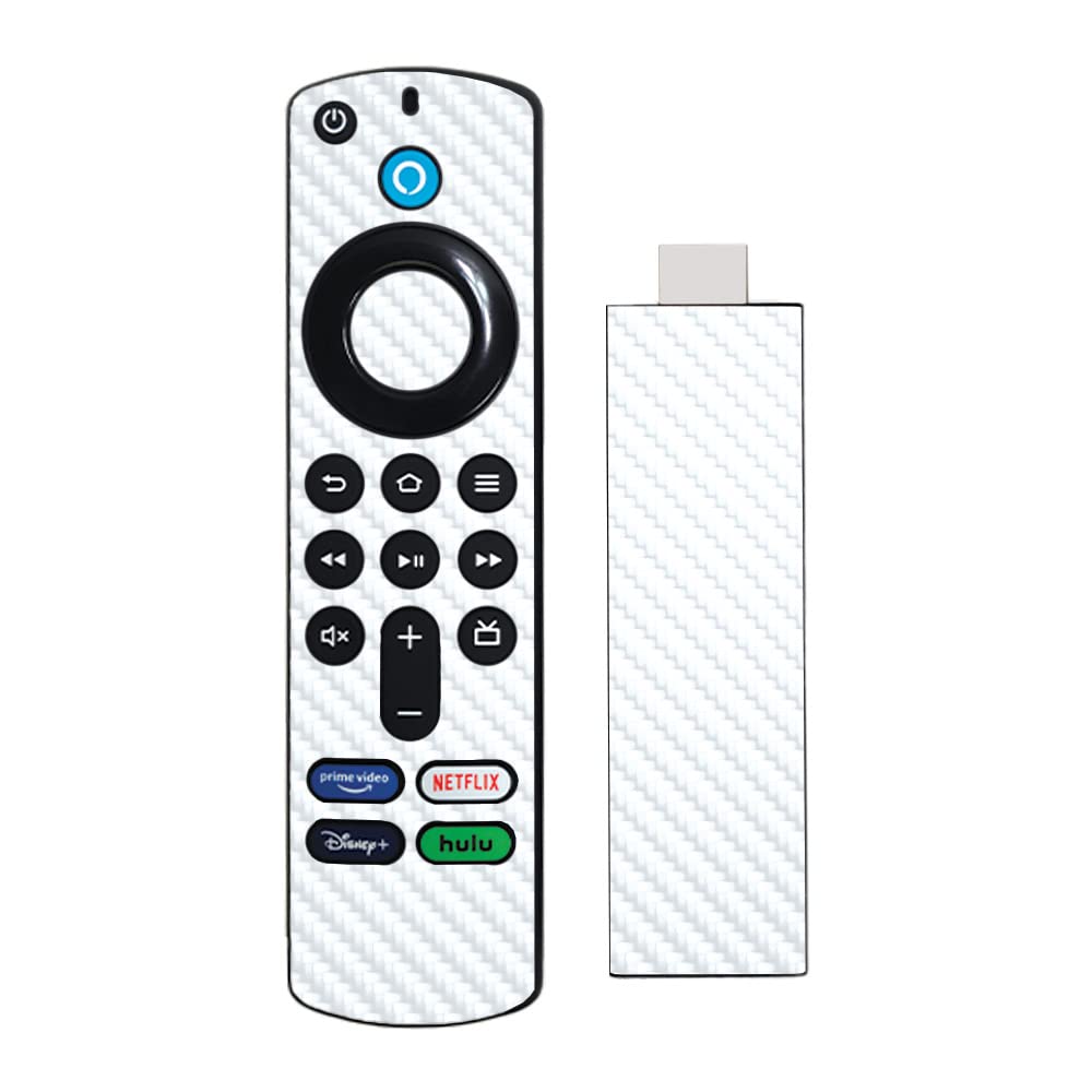 MightySkins Carbon Fiber Skin Compatible with Amazon Fire TV Stick 4K Max - Solid White | Protective, Durable Textured Carbon Fiber Finish | Easy to Apply and Change Styles | Made in The USA