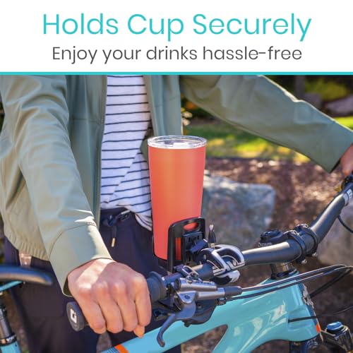 Vive Wheelchair Cup Holder (XL) - Universal, Adjustable, Clip On Accessory for Rolling Walker, Rollator, Electric Mobility Scooter, Stroller, Bike & Chair - Water Bottle Attachment for Seniors & Adult