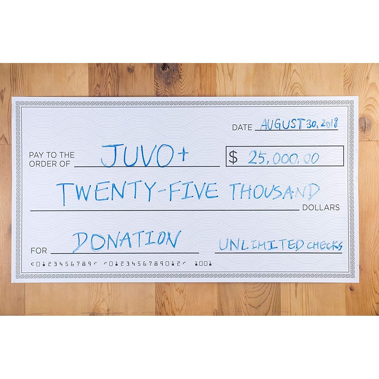 Reusable Big Check for Presentation, Large Oversized Dry Erase Plaque for Endowment, Donations, Gag Gifts, Raffle, Fundraisers (30 x 16 In)