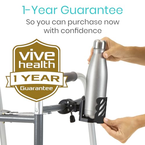Vive Wheelchair Cup Holder (XL) - Universal, Adjustable, Clip On Accessory for Rolling Walker, Rollator, Electric Mobility Scooter, Stroller, Bike & Chair - Water Bottle Attachment for Seniors & Adult