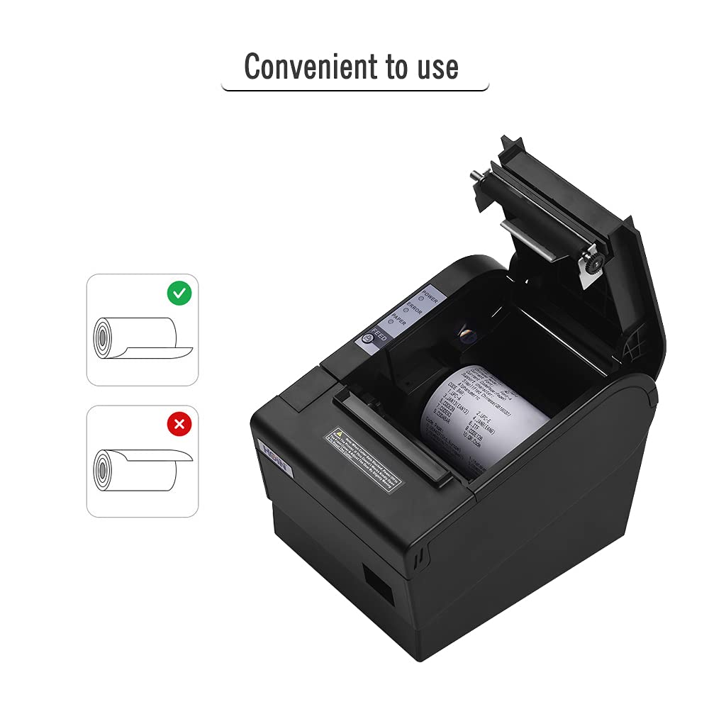 Jabey Thermal Printer,80mm USB Thermal Receipt POS Printer Auto Cutter High Speed Printer Clear Printing Compatible with ESC/POS Print Commands for Supermarket Store Home Business