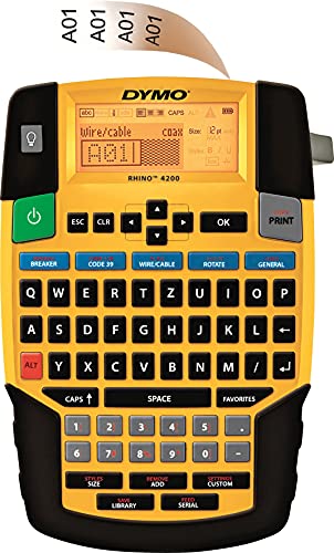 DYMO 1801611 Rhino 4200 Basic Industrial Handheld Label Maker, 1 Line, 4 3/50X8 23/50X2 6/25 (Dym1801611)