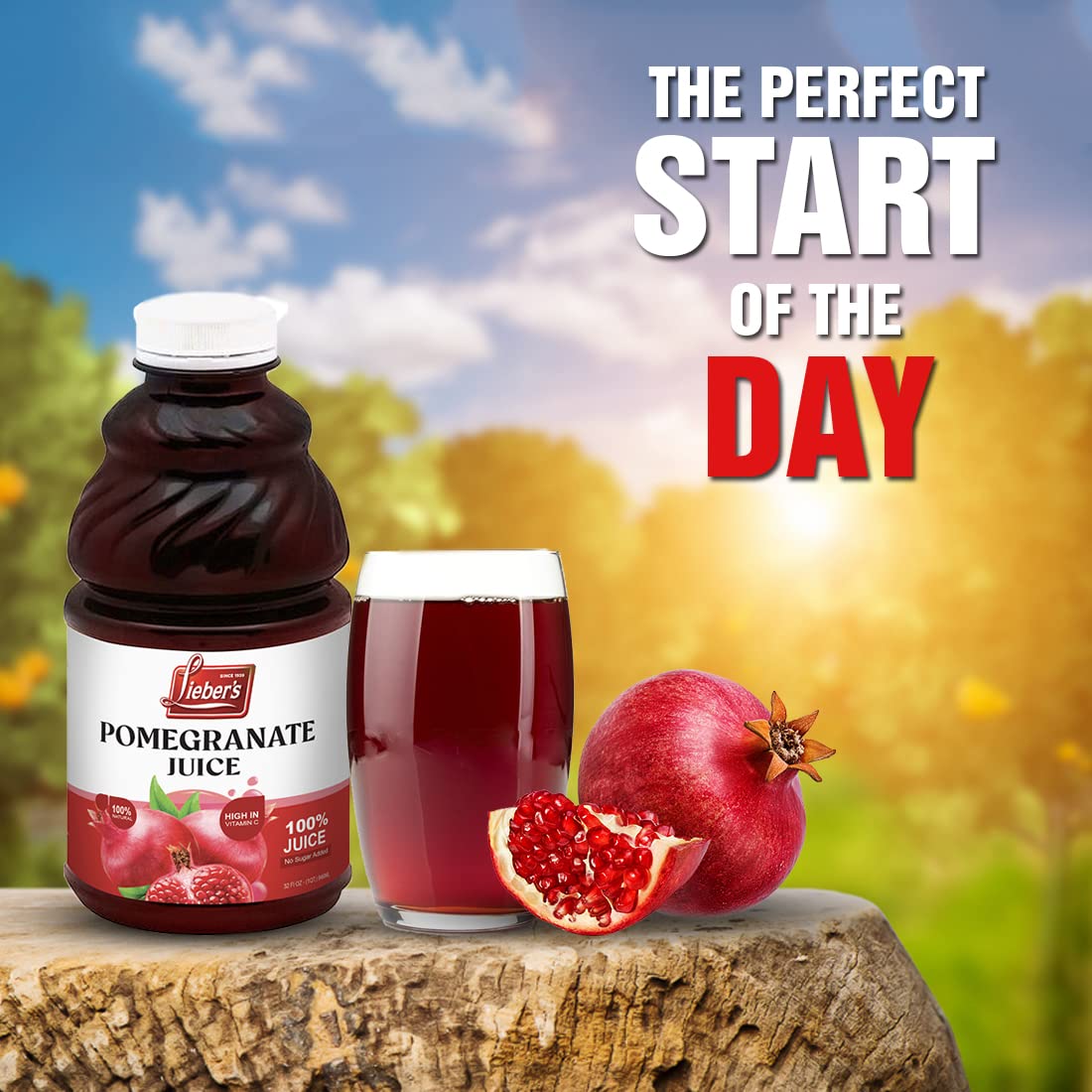 Lieber’s Pomegranate Juice – 32fl oz Pure and Natural Pomegranate Fruit Juice – No Added Sugar or Preservatives – Natural Juice Rich in Vitamin C and Antioxidants – Refreshing and Tasty