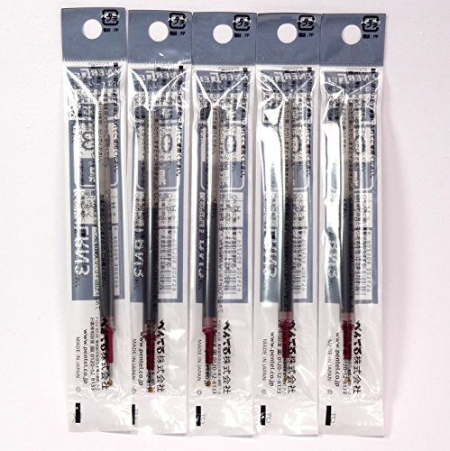 Pentel 0.3mm Black Ink Refill (XLRN3-A), for EnerGel Retract Ballpoint Pen(BLN73-A), × 5 Pack/total 5 pcs (Japan Import) [Komainu-Dou Original Package]