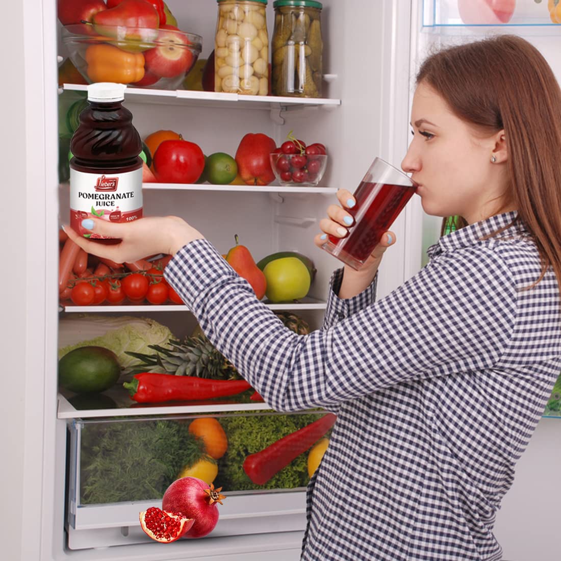 Lieber’s Pomegranate Juice – 32fl oz Pure and Natural Pomegranate Fruit Juice – No Added Sugar or Preservatives – Natural Juice Rich in Vitamin C and Antioxidants – Refreshing and Tasty