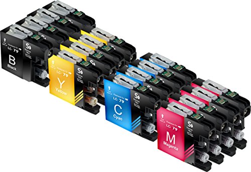 Sherman Inks and Toner Cartridges ® 16 Pack Brother LC79 LC 79 Ink Cartridge High Yield XXL 4 Black, 4 Cyan, 4 Magenta, 4 Yellow Multipack Compatible Replacement Set for Inkjet Printers: MFC-J5910DW, MFC-J6510DW, MFC-J6710DW, MFC-J6910DW. High Capacity Bu
