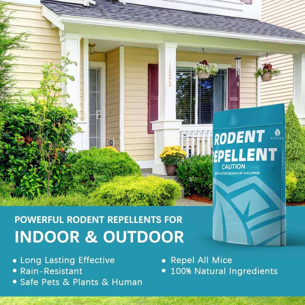 SUAVEC Outdoor Mint Rodent Repellent for House, RV Mouse Repellant, Rat Deterrent, Peppermint Oil to Repel Mice Away- 8 Packs