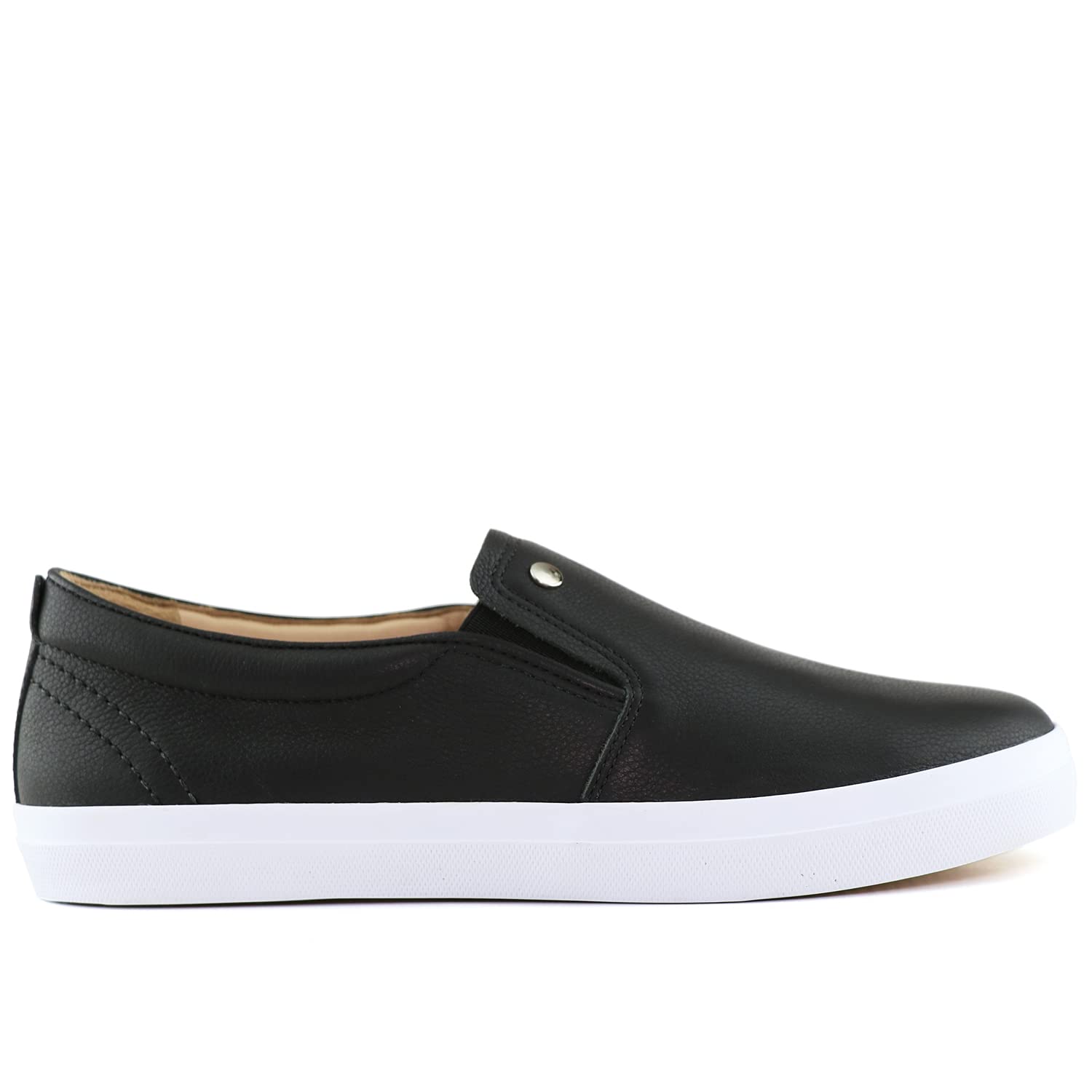 Marc Joseph New York Womens Casual Comfortable Genuine Leather Lightweight Low Top Fashion Slip-On Walking Sneaker Flat Shoes Black Napa Soft 9.5