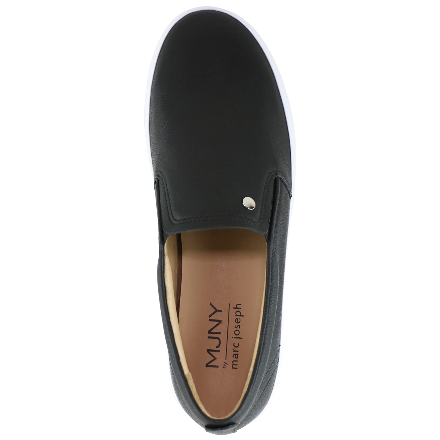 Marc Joseph New York Womens Casual Comfortable Genuine Leather Lightweight Low Top Fashion Slip-On Walking Sneaker Flat Shoes Black Napa Soft 9.5