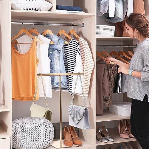 Leinuosen 4 Pcs Tabletop Purse Display Stand T Shaped Adjustable Height Purse Hanger Rack Stand Handbag Holder(Rose Gold)
