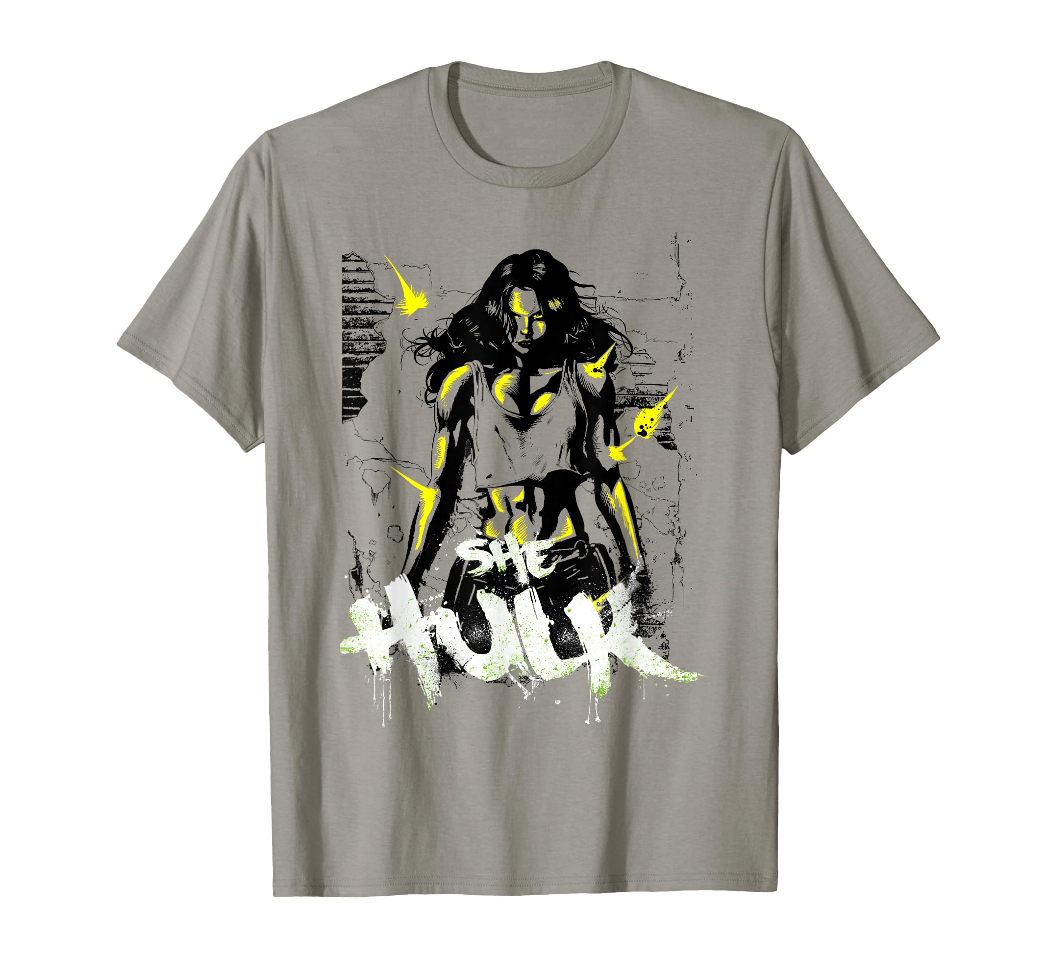 Marvel She-Hulk The Savage Green Neon Brick Splat T-Shirt T-Shirt