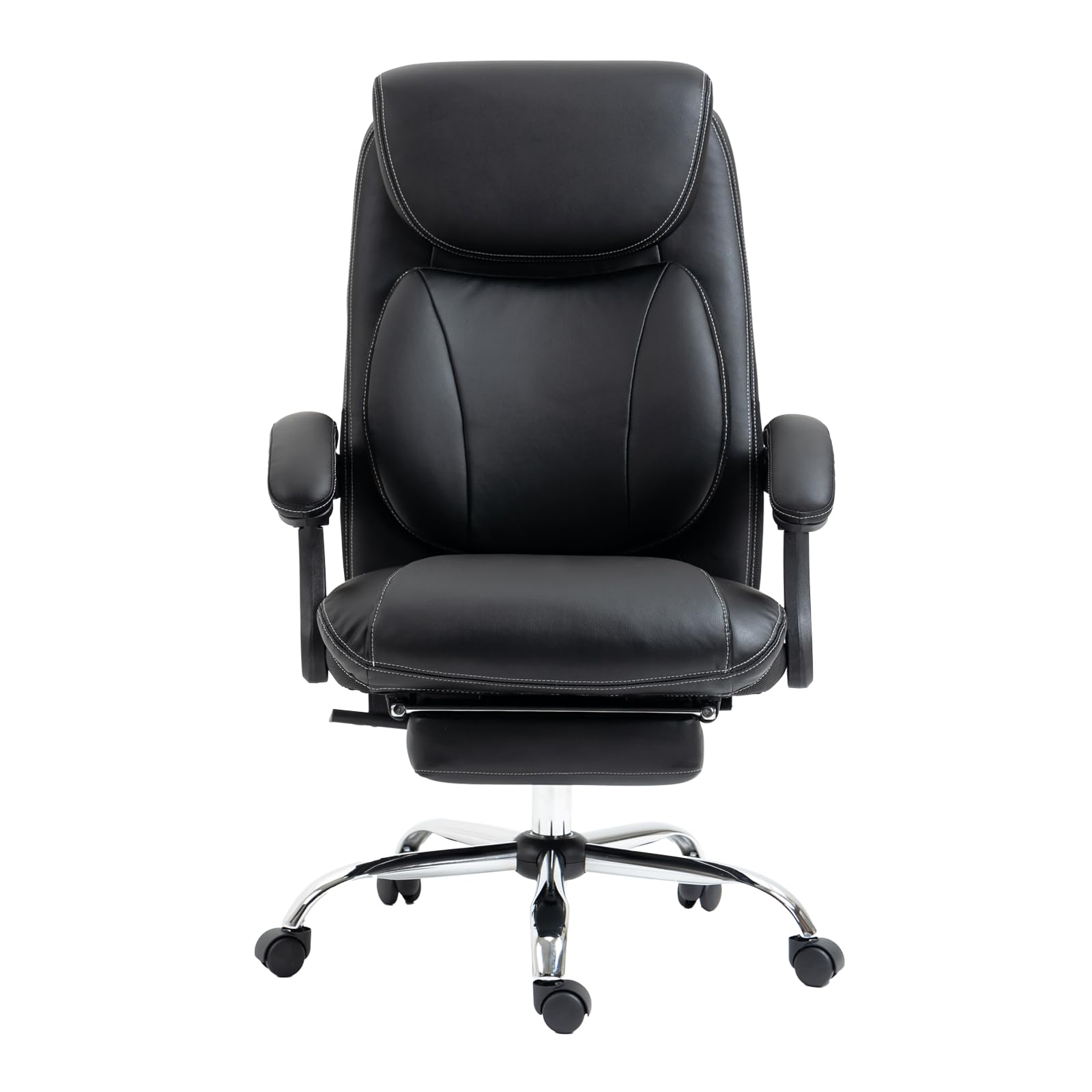 Massage Office Chair, Reclining Office Chair with Footrest, High-Back Massaging Office Chair, PU Leather Executive Swivel Computer Desk Chair with Height and Armrest Adjustable, 280 lb Capacity, Black
