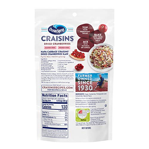 Ocean Spray® Craisins® Pomegranate, Dried Cranberries Infused with Pomegranate Juice, Dried Fruit, 6 Oz Pouch (Pack of 1)
