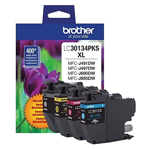 Brotherยฎ LC3013 High-Yield Multi-Pack Ink, Black/Cyan/Magenta/Yellow, Pack Of 4 Cartridges, LC30134PKS
